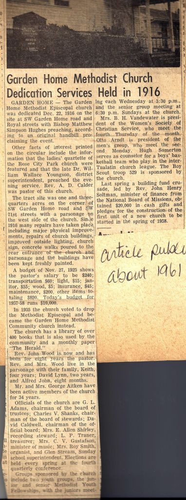 Memories of the Old Community Church | GardenHomeHistory.com