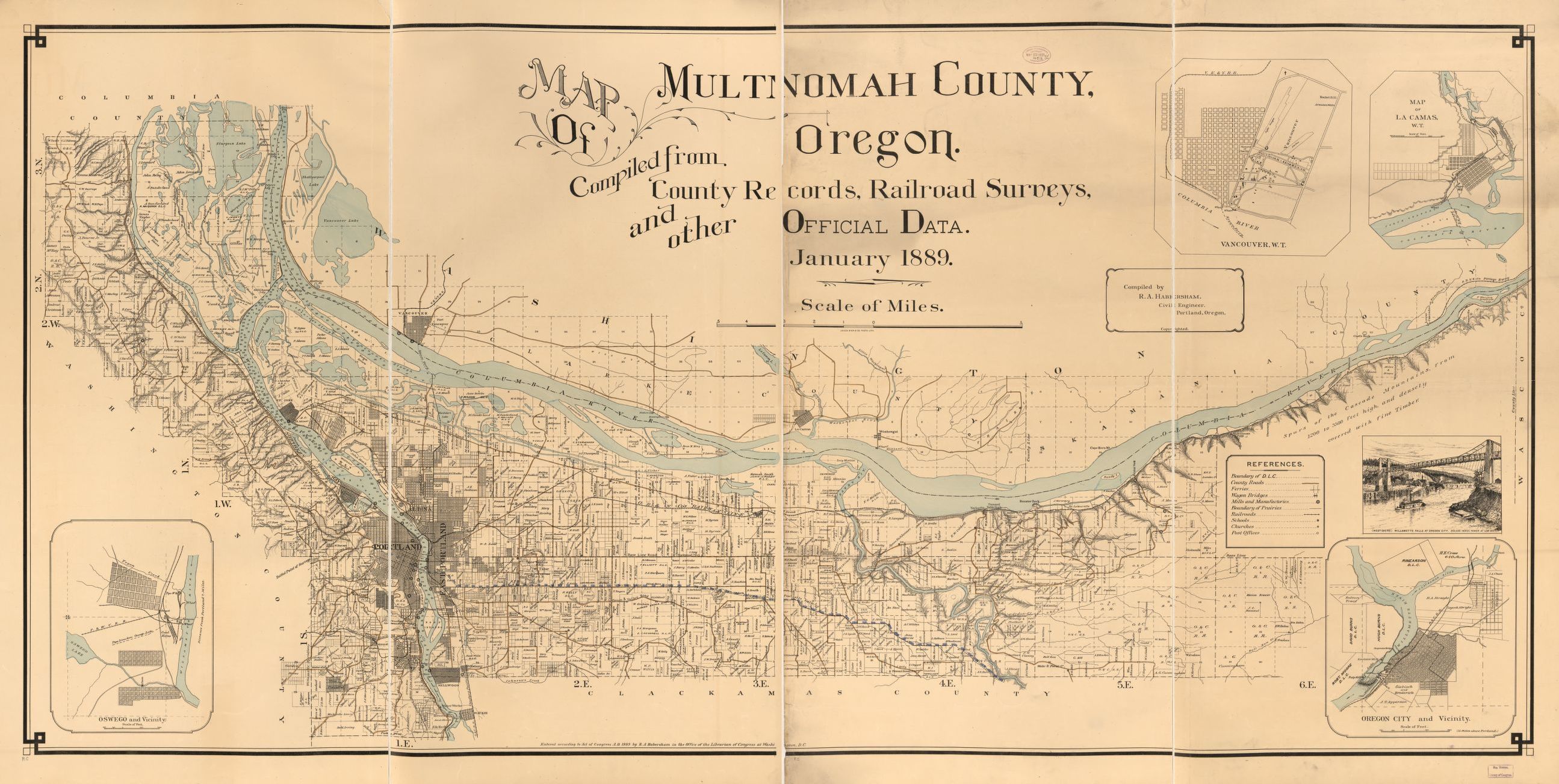Map of Multnomah County 1889 | GardenHomeHistory.com
